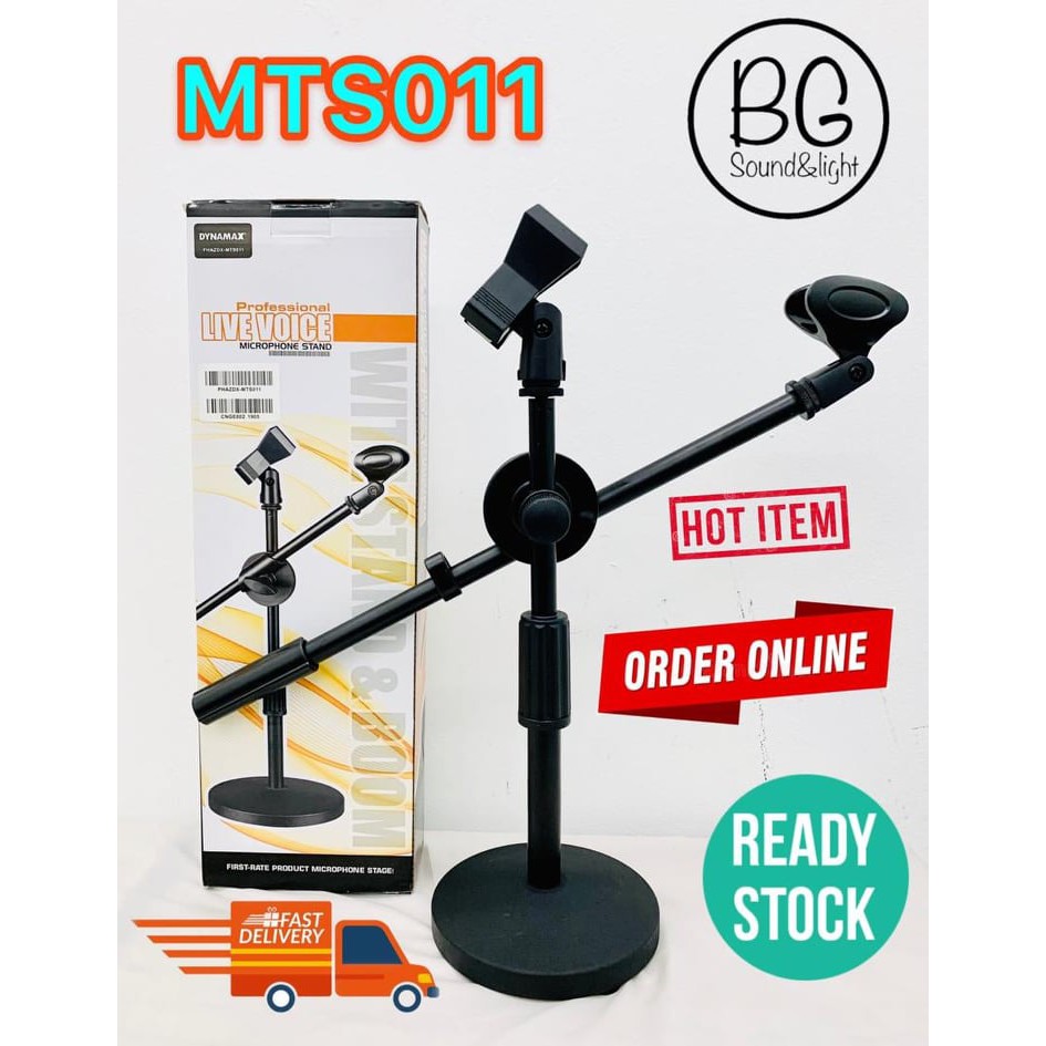 [Ready Stock] dynamax MTS011 Heavy Base Adjustable Boom Table Mic Stand ...