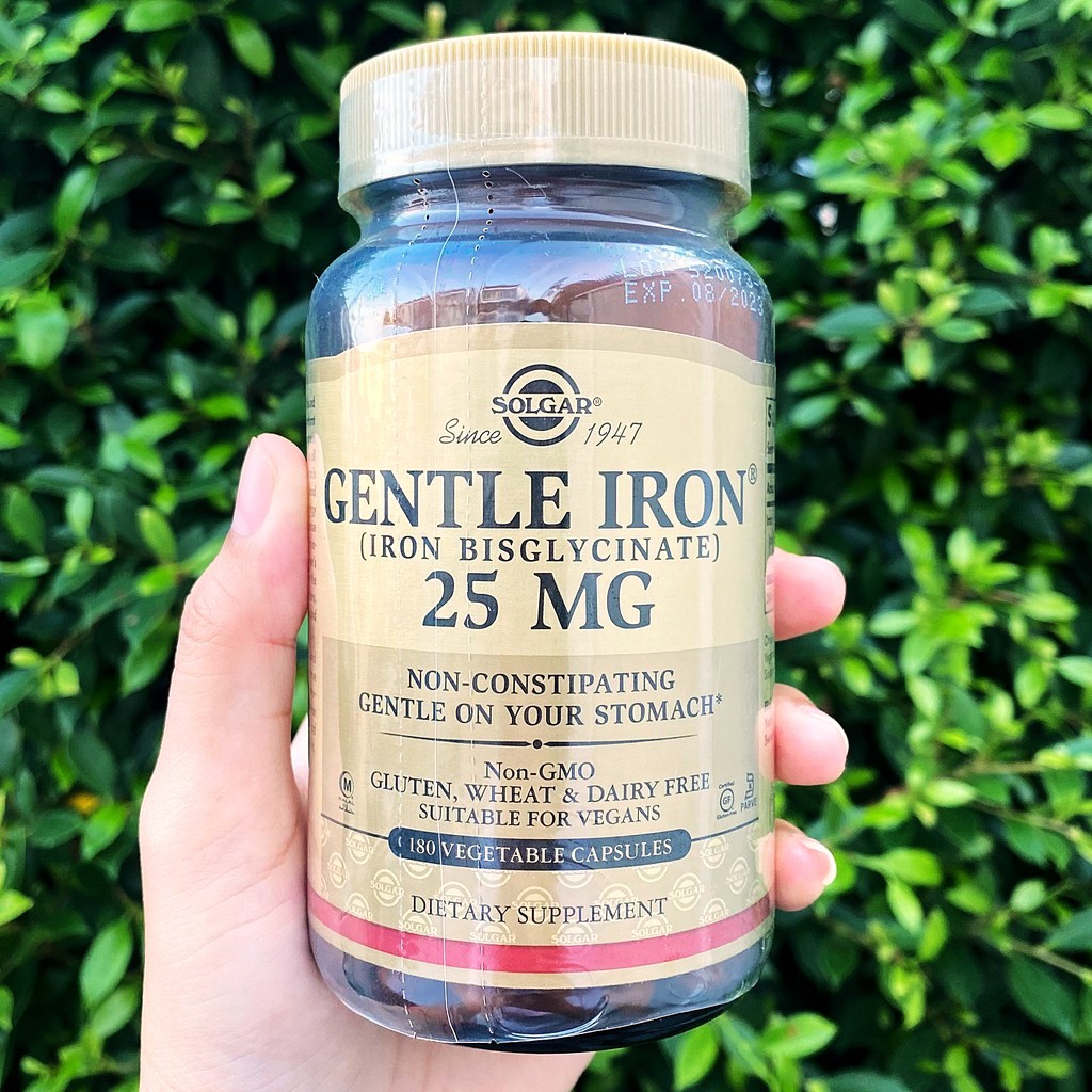 Iron Gentle 25 mg 180 Vegetable Capsules (Solgar) Formula For Stomach ...