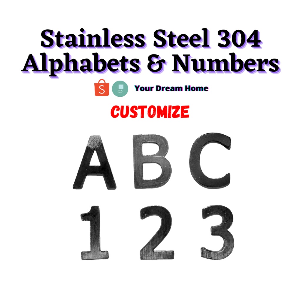 Stainless Steel 304 customize alphabets and numbers | Shopee Malaysia