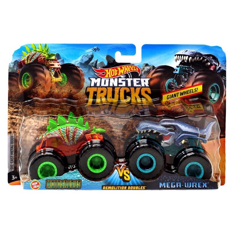 Hot Wheels Monster Trucks Demolition Doubles - Motosaurus Vs Mega Wrex. | Shopee Malaysia