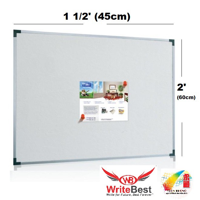 WriteBest Aluminum Frame Notice SoftBoard Size : 45cm(H) x 60cm(W ...