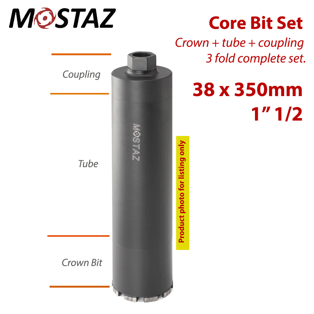 Mostaz 1"-1/2" inch 38mm dry and wet diamond core drill bit set 3 fold ...