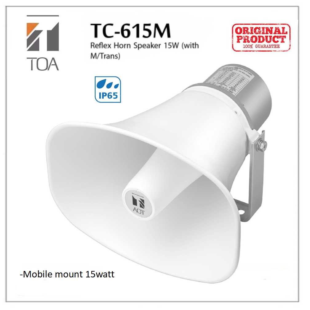 TOA Horn Speaker Paging Horn Speaker SC-615M Paging Horn Speaker 15Watt without Matching ...