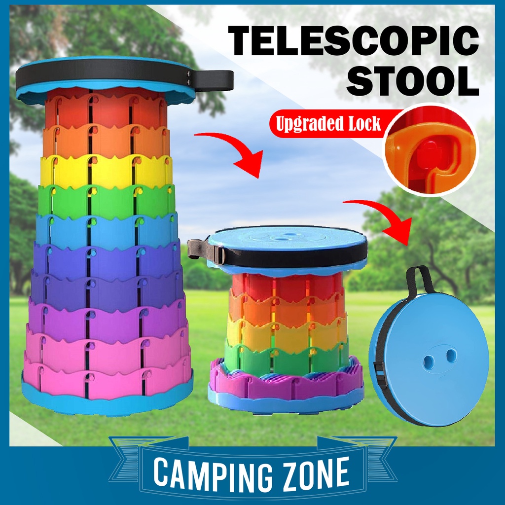 Collapsible Telescopic Stool Foldable Chair Rainbow Outdoor Camping ...