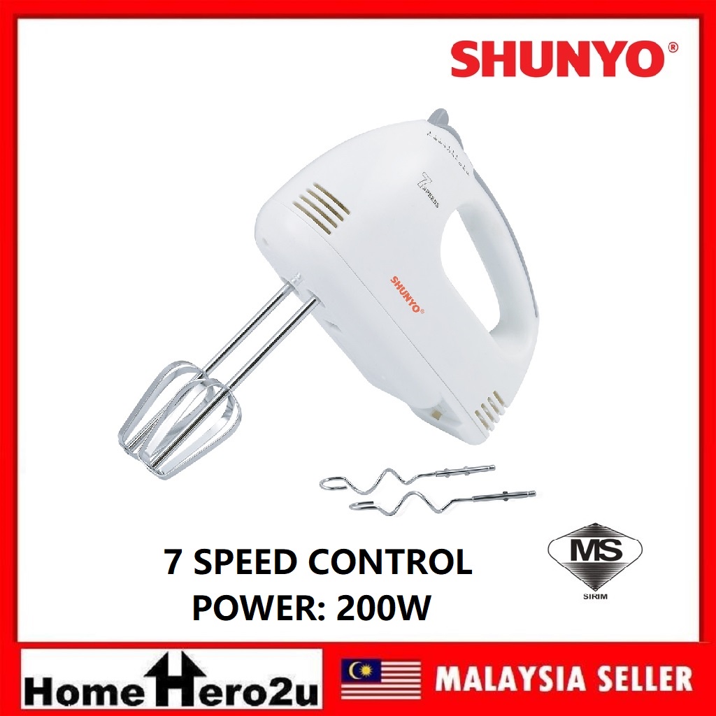 Shunyo Electric Hand Mixer SY-HM4318 7 Speed Control Dough Hook and ...