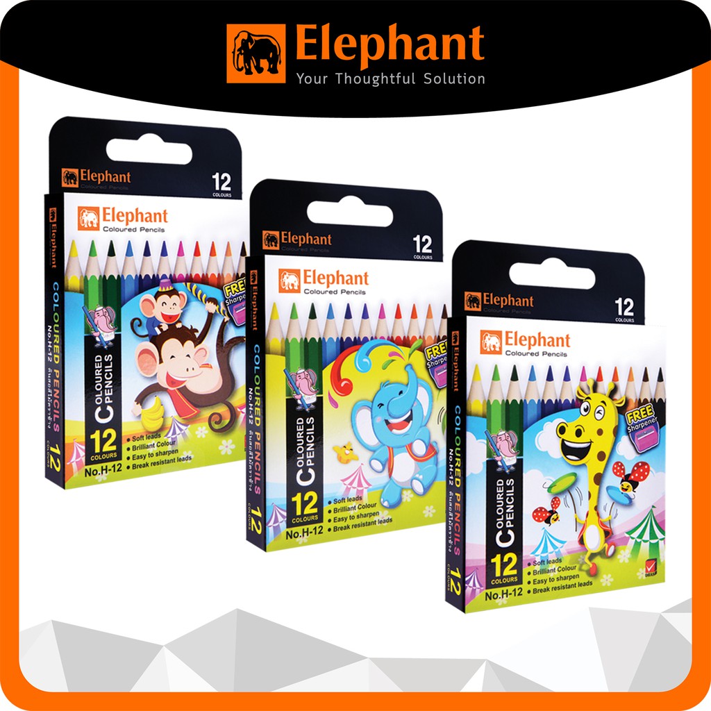 Elephant Colored Pencil 12 Colours (Half Size) | Shopee Malaysia