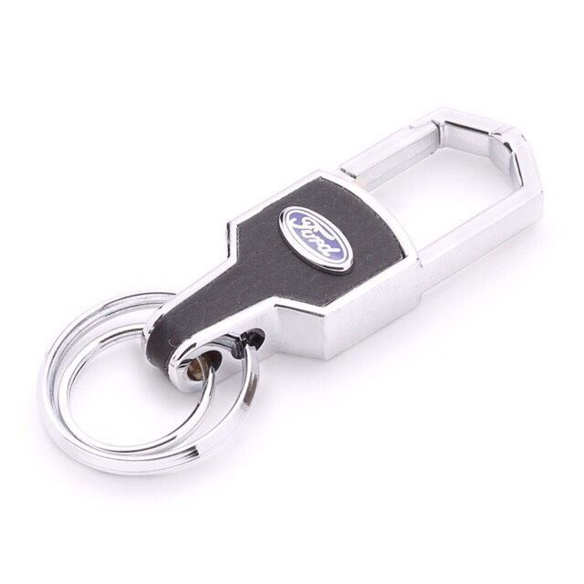 Leather-wrapped car keychain with logos of all brands, made of high ...