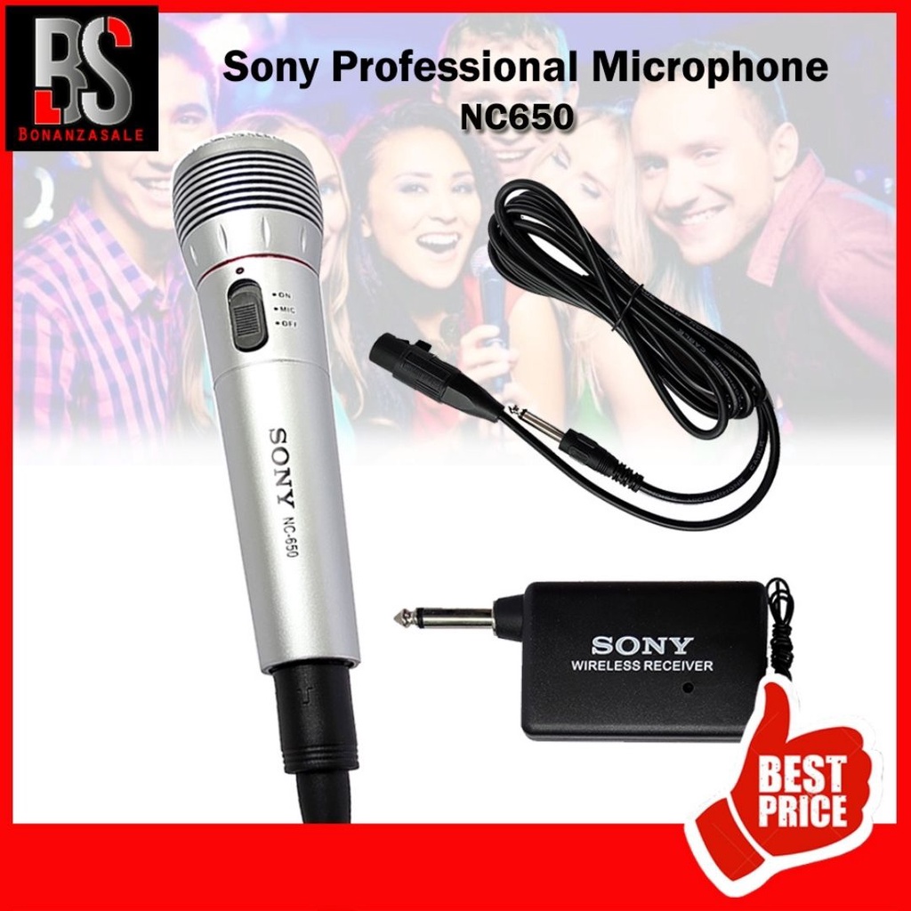 Sony Professional NC650 Vocal & Karaoke Wireless Microphone/Mic/Mikrofon - 2 In 1 [Wired ...