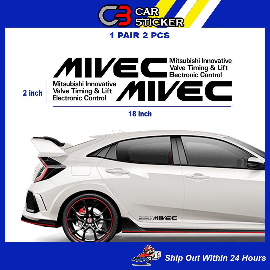 MIVEC MITSUBISHI CAR SIDE DOOR STICKER / 1PAIR 2PCS / CS607 | Shopee ...
