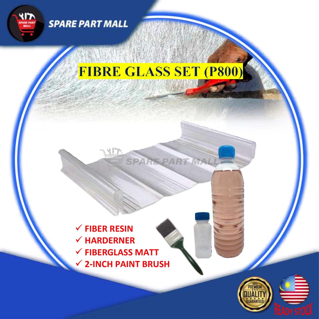 FIBRE GLASS SET (P800) W/ DIY REPAIR KIT ( RESIN, FIBER GLASS MATT ...
