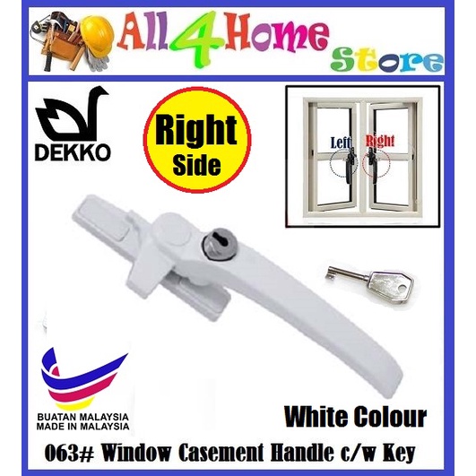 DEKKO Key Lockable Window Casement Handle 38/58mm (DK063AOS) Silver ...