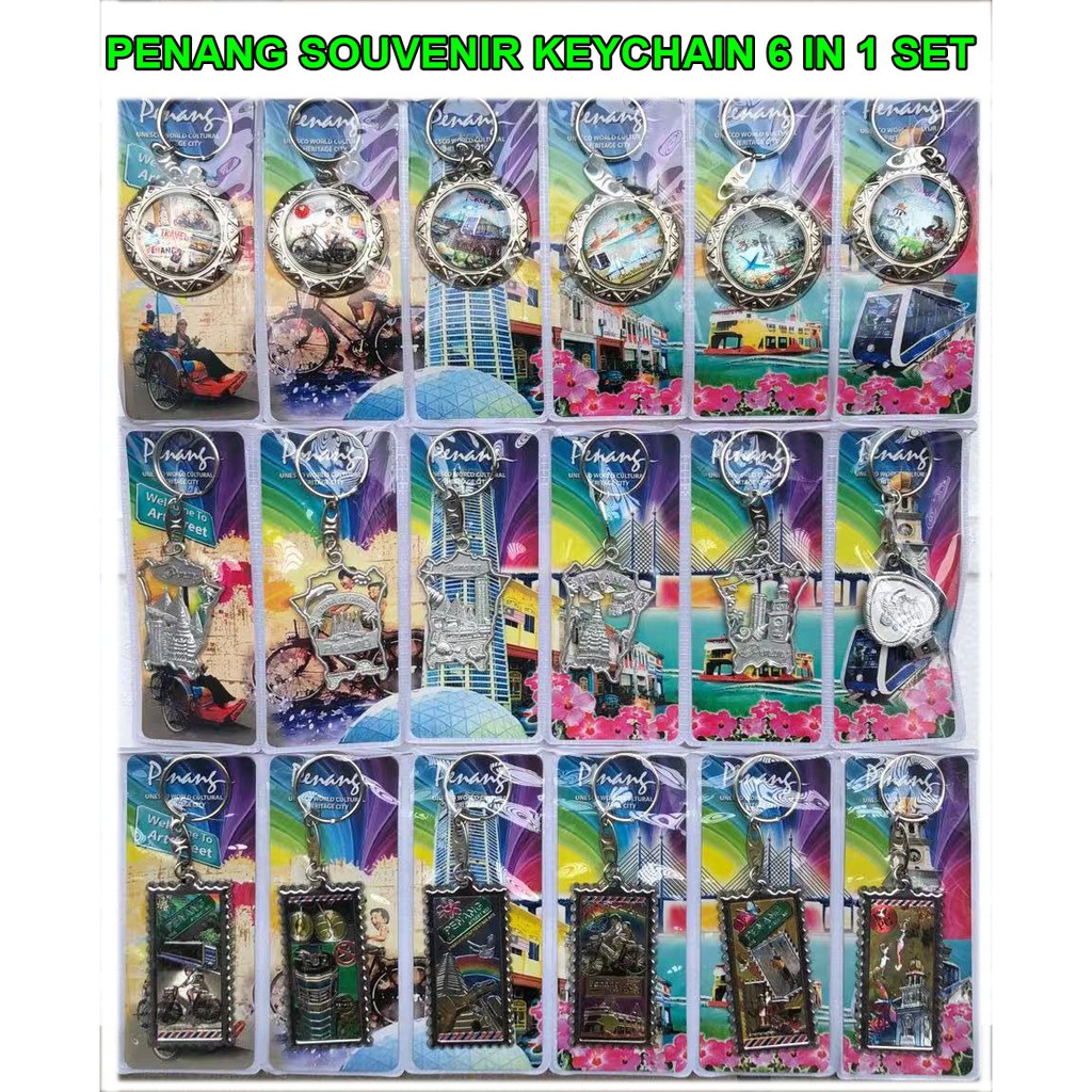 Malaysia Penang Souvenir Keychain 6 in 1 design / Gantungan Kunci ...