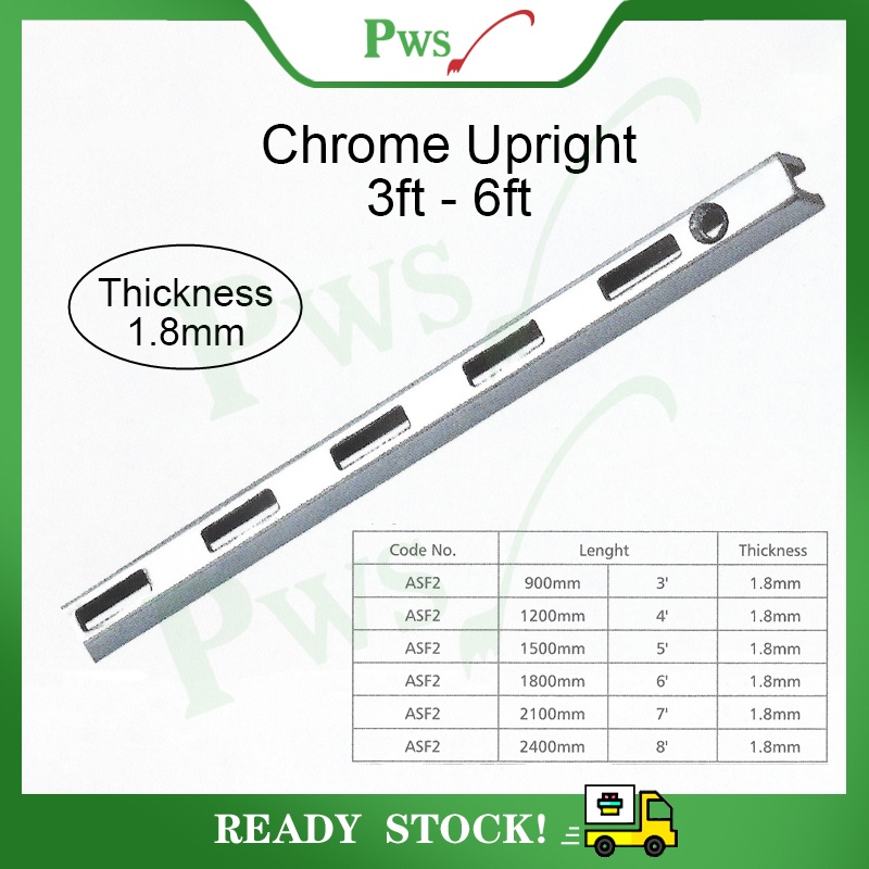 Upright Wall Railing System display shelf Chrome Metal Steel Square Bar ...