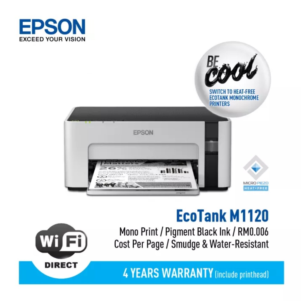 Epson M1120 EcoTank Monochrome Black & White print M1120 Wi-Fi Ink Tank ...