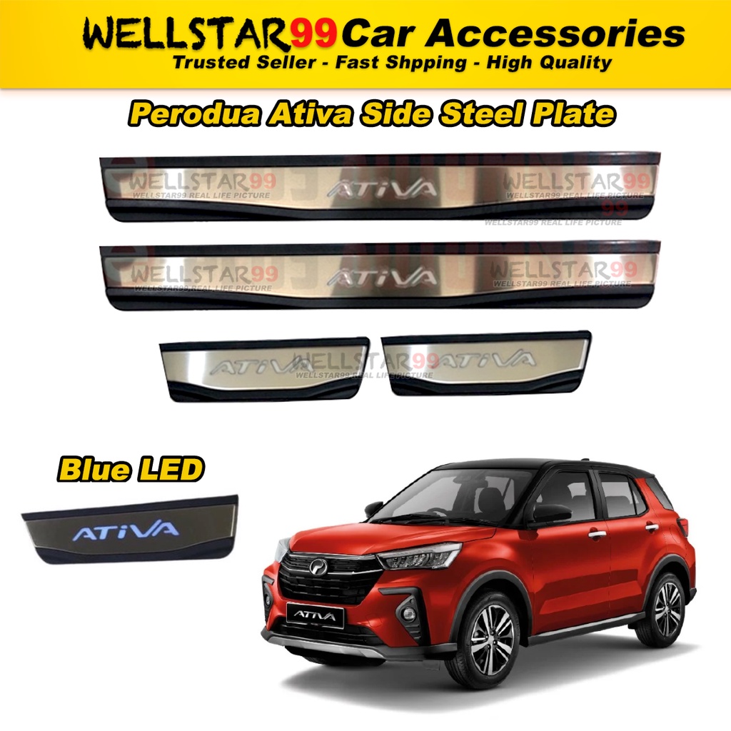 Perodua Ativa LED Door Side Sill Step Plate |Blue LED Door Step Panel ...