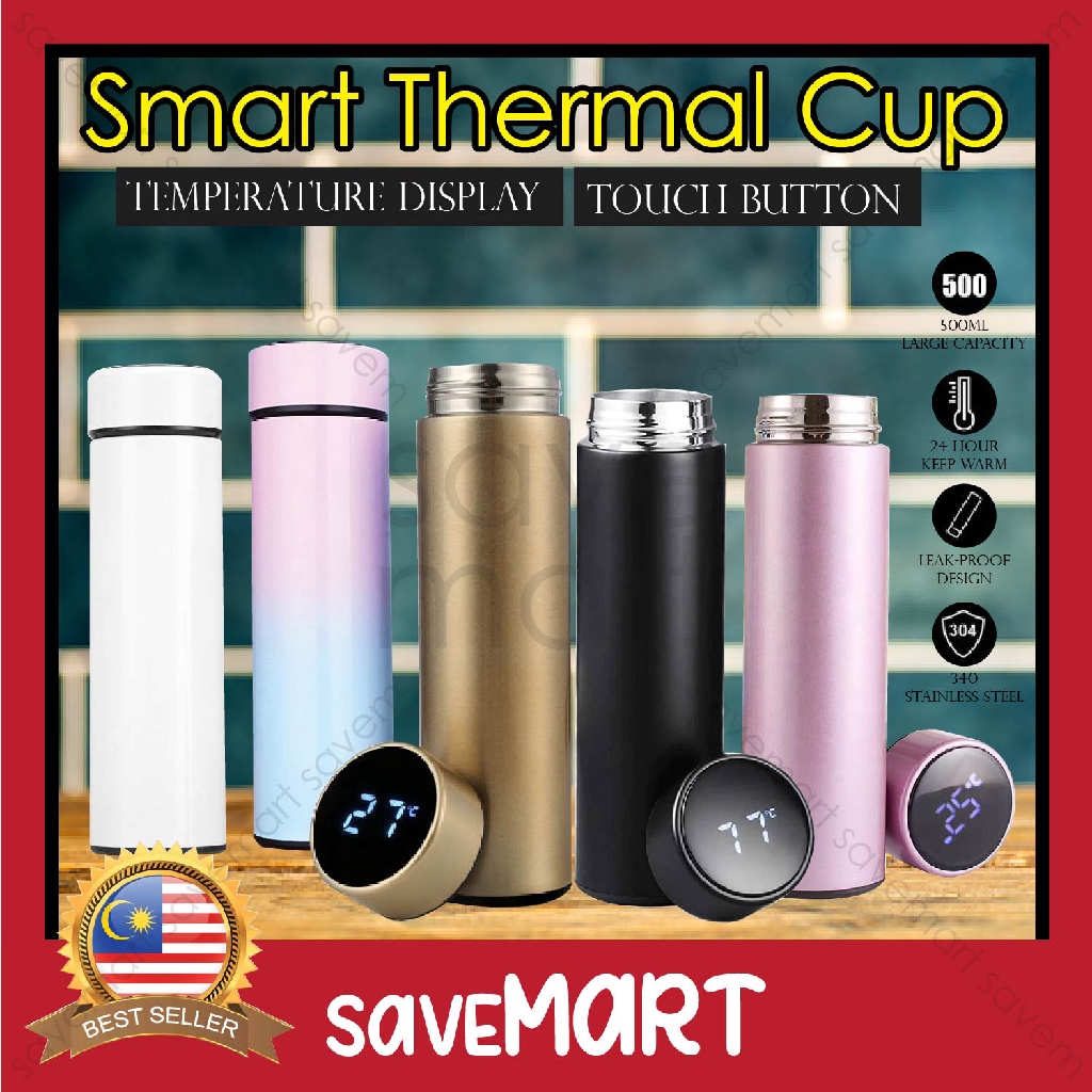 As/Is Stainless Steel LED Temperature Display Flask Water Container ...
