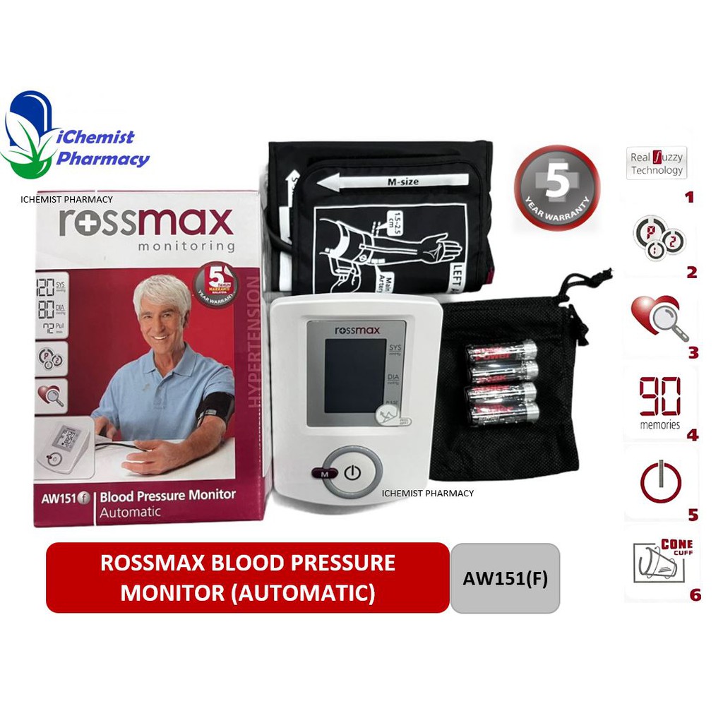 (AW151f) ROSSMAX BLOOD PRESSURE MONITOR AW151f 5 YEARS LOCAL WARRANTY ...