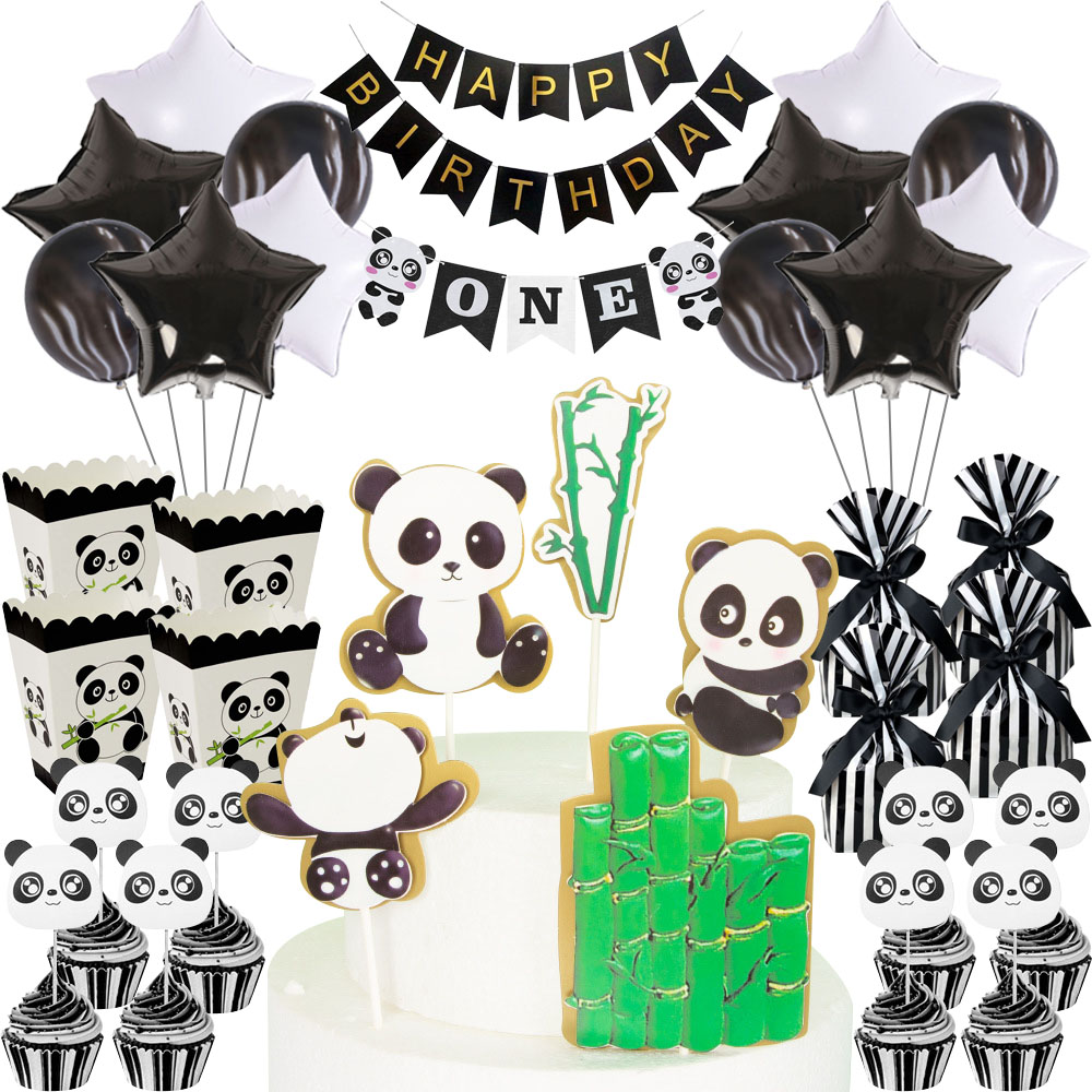 Kids Panda Birthday Party Decorations Disposable Tableware Panda Plates ...