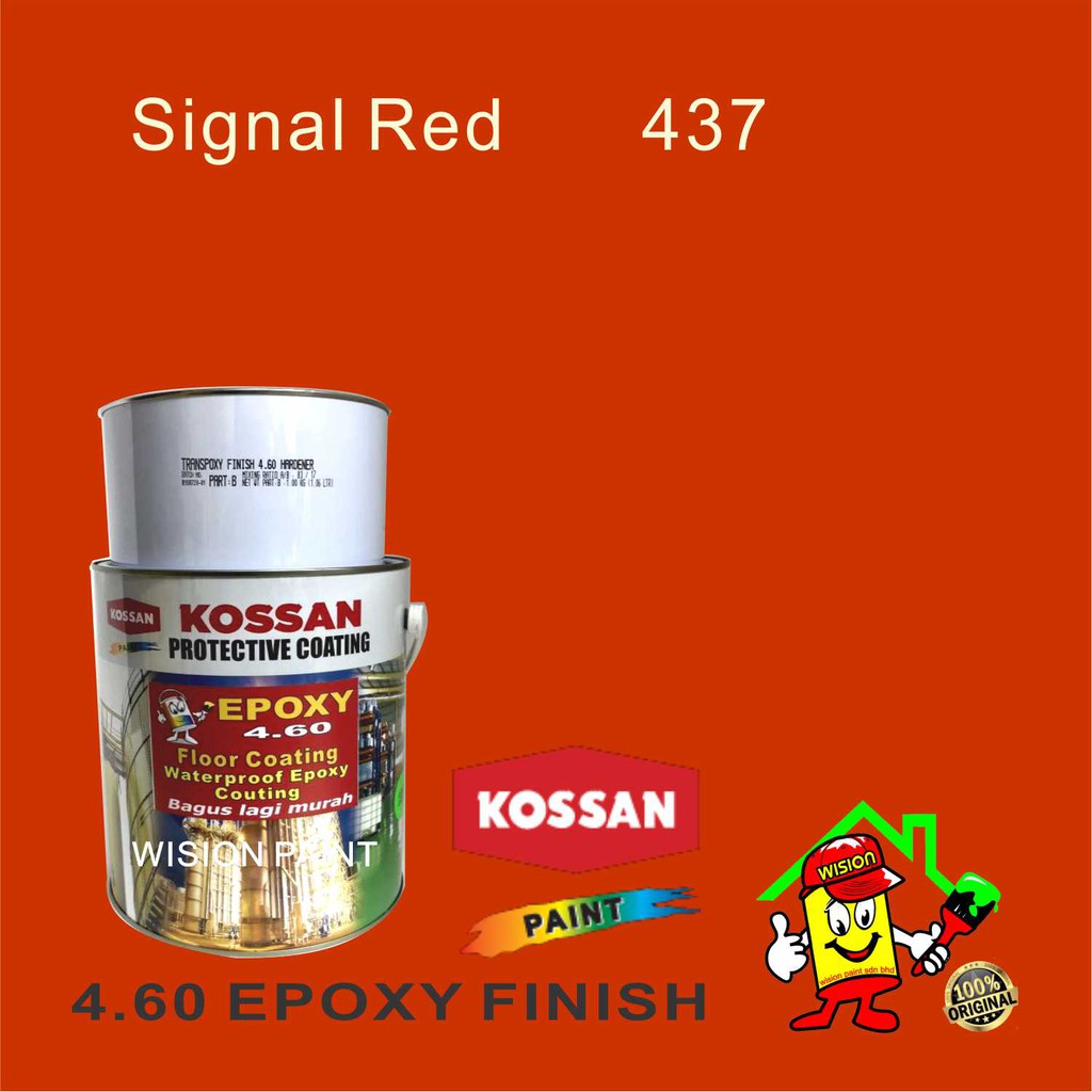 SIGNAL RED 437 ( 5L ) KOSSAN 4.60 EPOXY PAINT FLOOR COATING FINISH ...