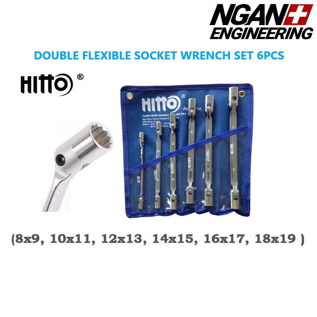 HITTO HEAVY DUTY DOUBLE FLEXIBLE SOCKET WRENCH SET 6PC ORIGINAL | Shopee Malaysia