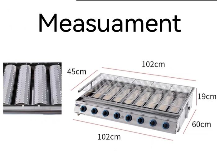 KT WARE Stainless Steel Commercial Gas BBQ Grill Stove ( 8 Burner Infra ...