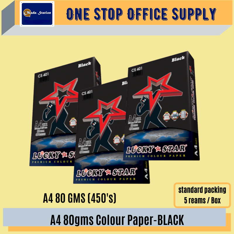 OKADA A4 Black Colour Paper 80gsm / Kertas Warna Hitam / Color Paper ...