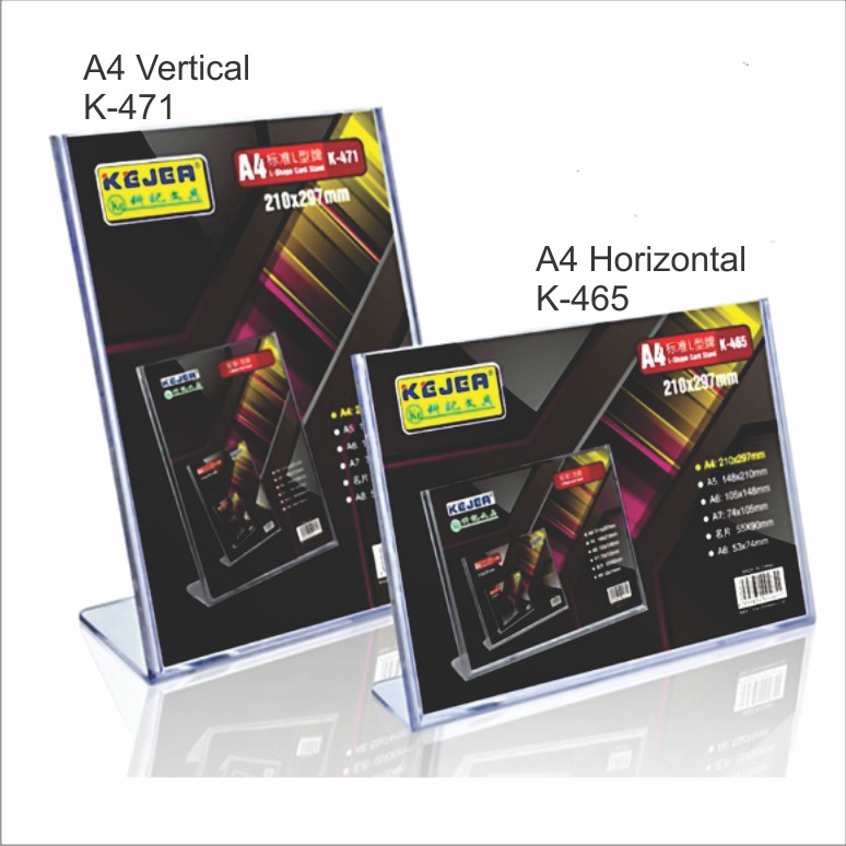 Acrylic L-Shaped Display Stand L Shape A4 / A5 / A6 / A7 / IC / A8 ...