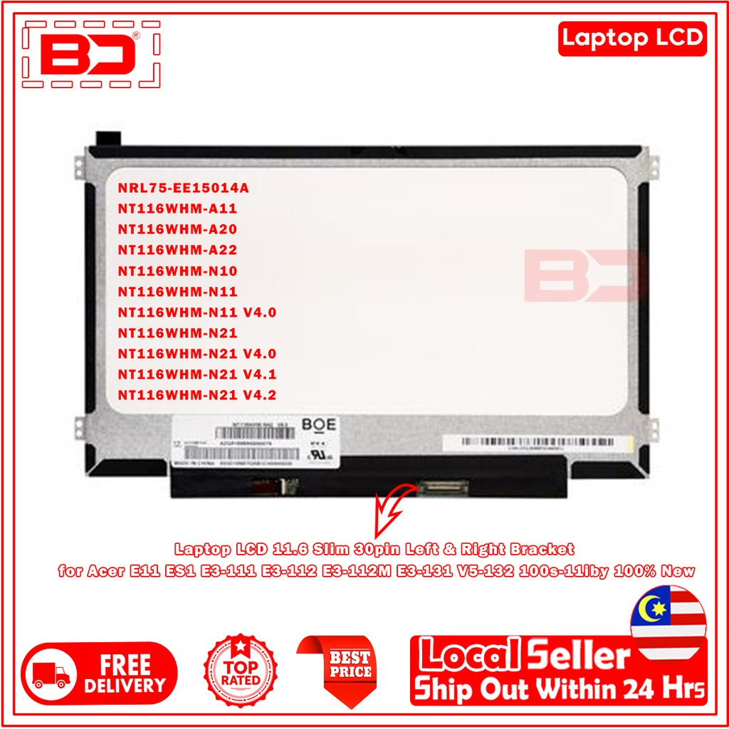 Laptop LCD 11.6 Slim 30pin / 40Pin Left & Right Bracket for Acer E11 ...