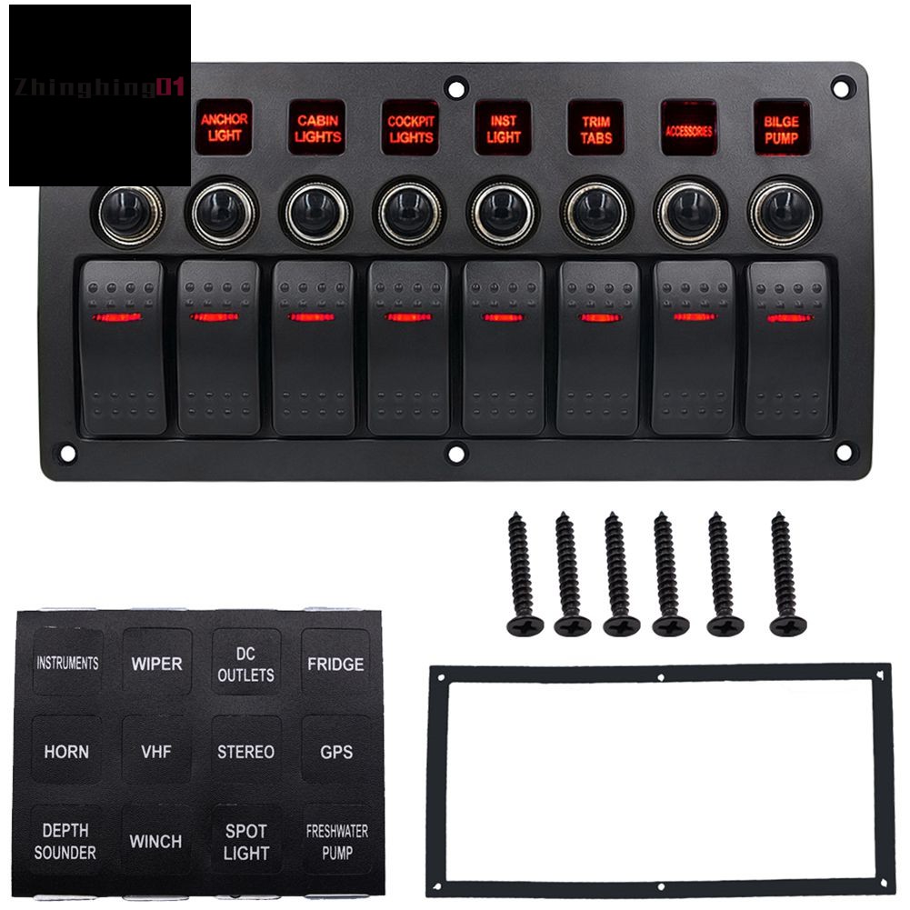 Boat Car Marine Rocker Switch Panel 8 Gang 3PIN & Circuit Breaker ...