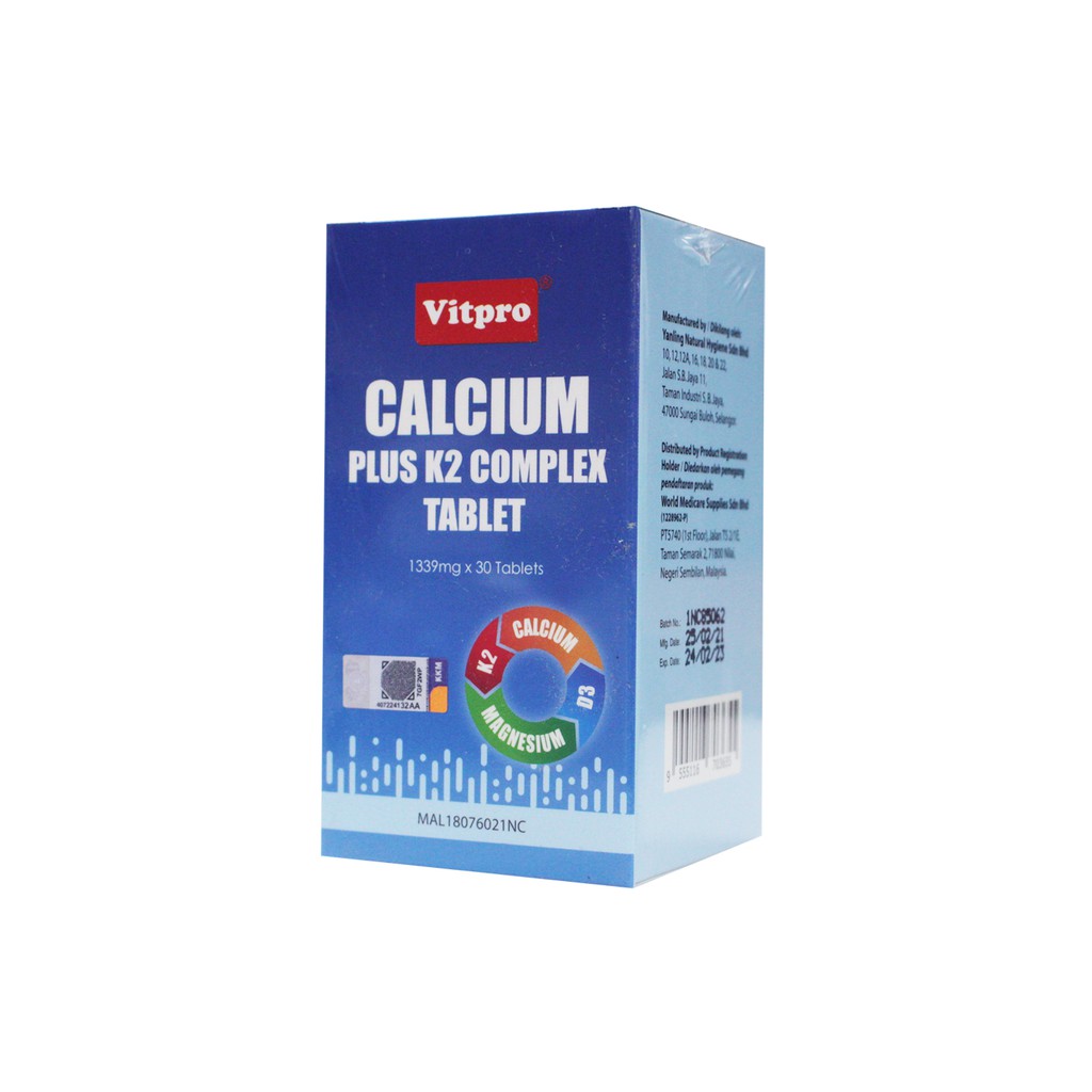 Vitpro Calcium Plus K2 Complex Tab 1339mg x 30's | Shopee Malaysia