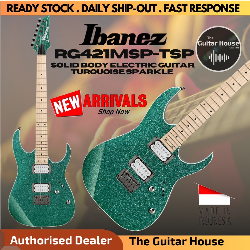 Ibanez RG421MSP RG Series Solidbody Electric Guitar, Turquoise Sparkle ...