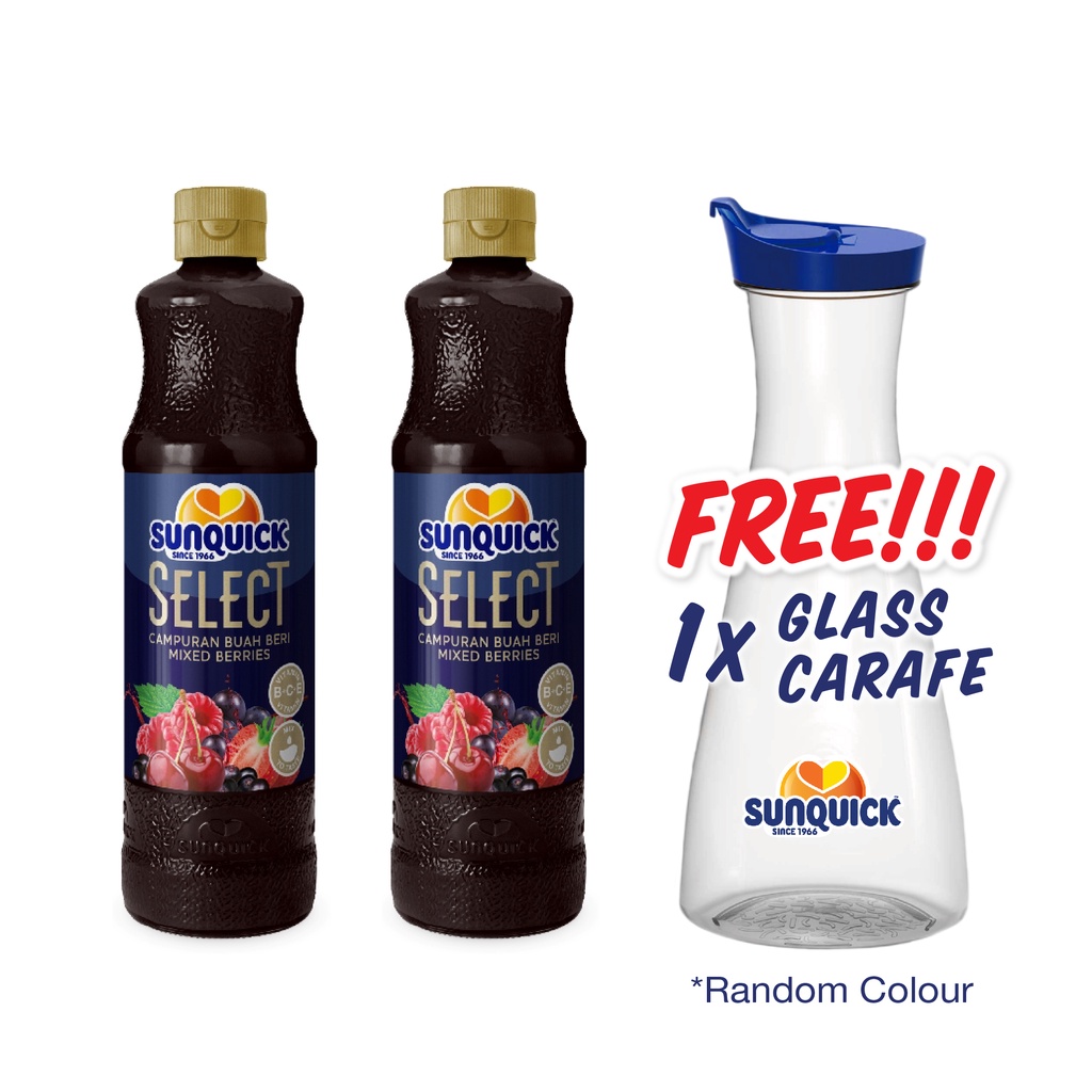 Sunquick Concentrate Mixed Berries Jumbo (700ml x 2) [Free Sunquick Carafe Random Color ...