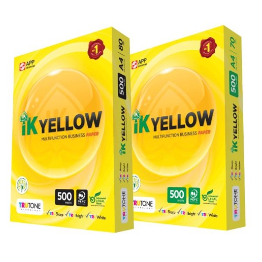 IK YELLOW A4 PAPER 70GSM/80GSM 450 SHEET/ PHOTOCOPY/ COPY PAPER ...