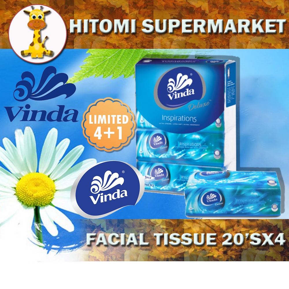 Ready stock Vinda Deluxe Soft Pack Facial Tissue Large 3ply - 120's x 4 ...