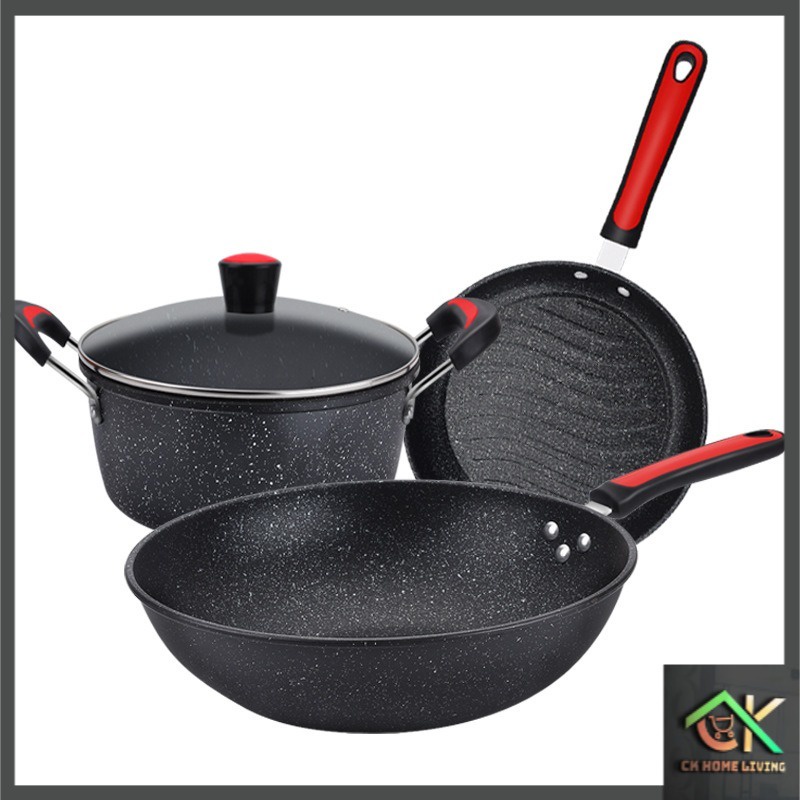 (🇲🇾READY STOCK)New High-quality Three-piece Non-stick Cookware Set/Set ...