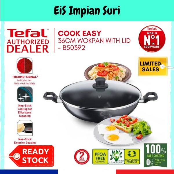 (Ready Stock!!) Tefal Cook Easy 36cm Non Stick Wokpan Wok with Lid ...