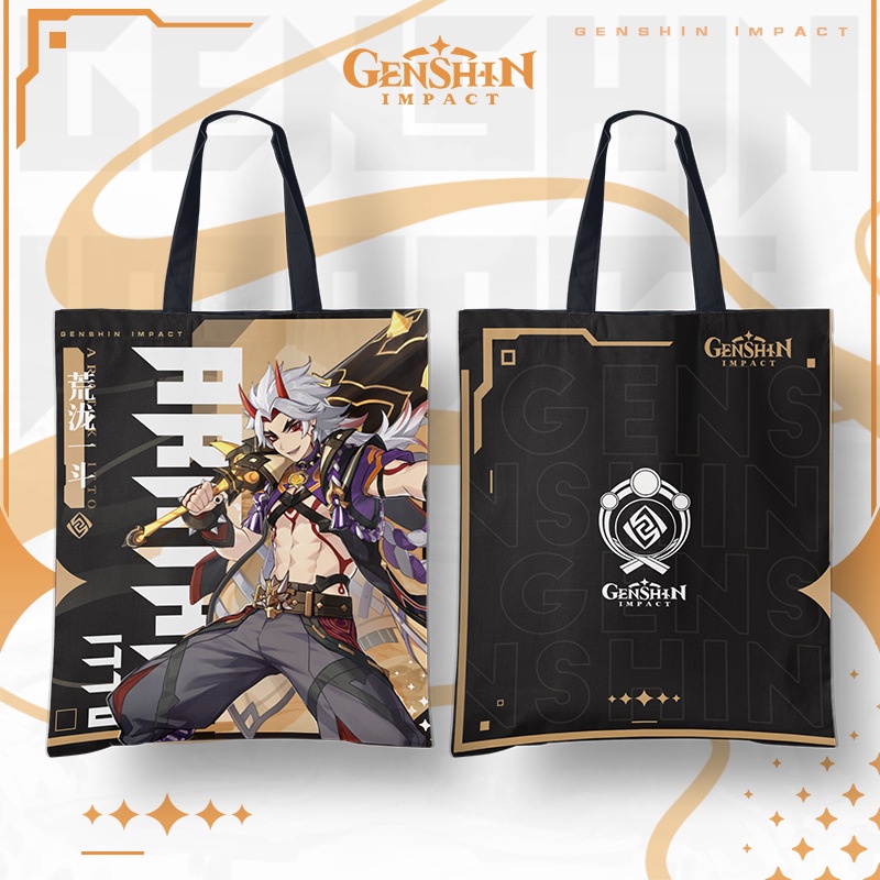 Game Genshin Impact Cute Canvas Bag Fashion Shoulder Bag Hutao Zhongli ...