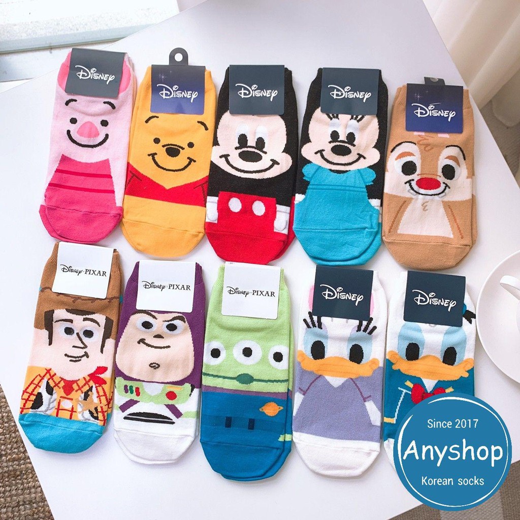 Anyshop Korean Socks Disney Cartoon Mickey Minnie Pooh Piggy Three-Eyed ...