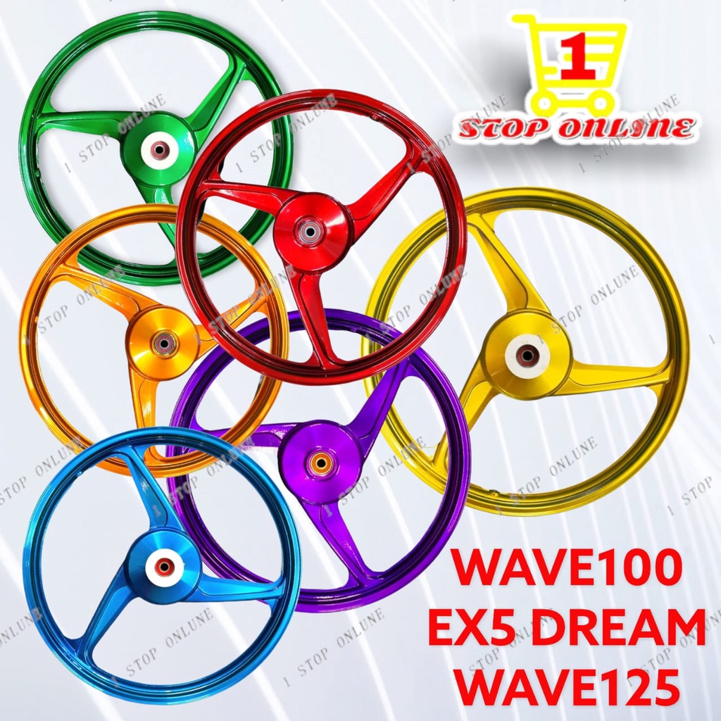 SPORT RIM WAVE125 / W100 WAVE100 EX5 SPORT RIM 3 BATANG CANDY COLOR LEG ...