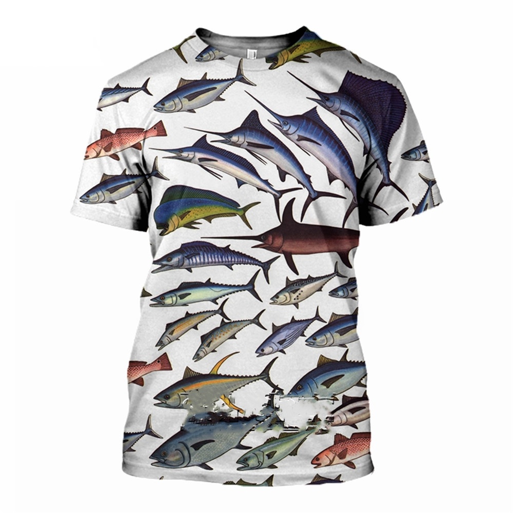 Men's Fashion Style Fish 3D T-Shirt Men Tuna Kingfish Nautical Fishing ...