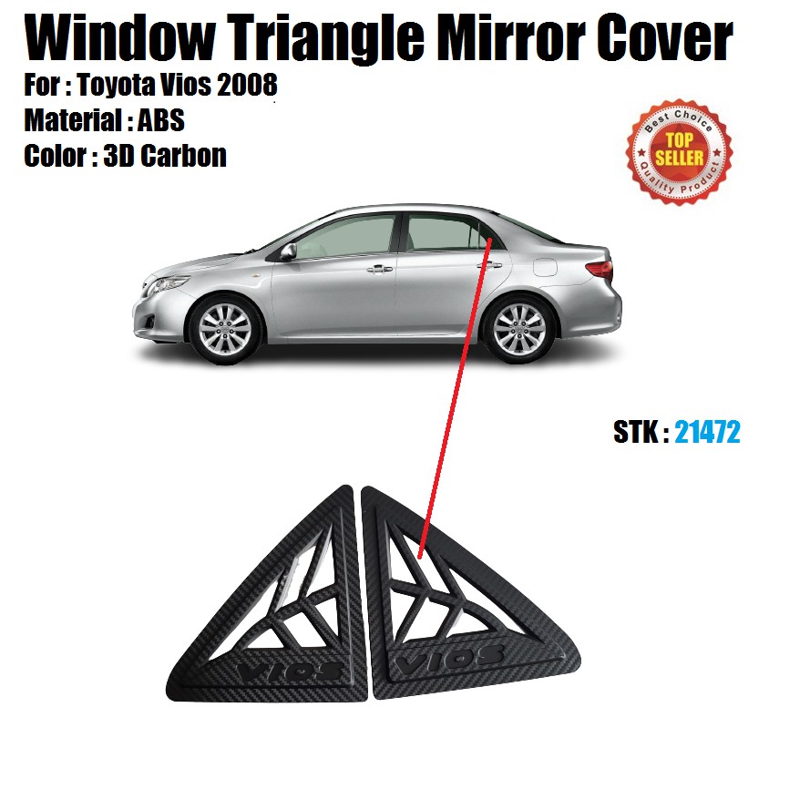 Toyota Vios 2008-2013 3D Carbon Window Triangle Cover(2PCS)(READY STOCK ...