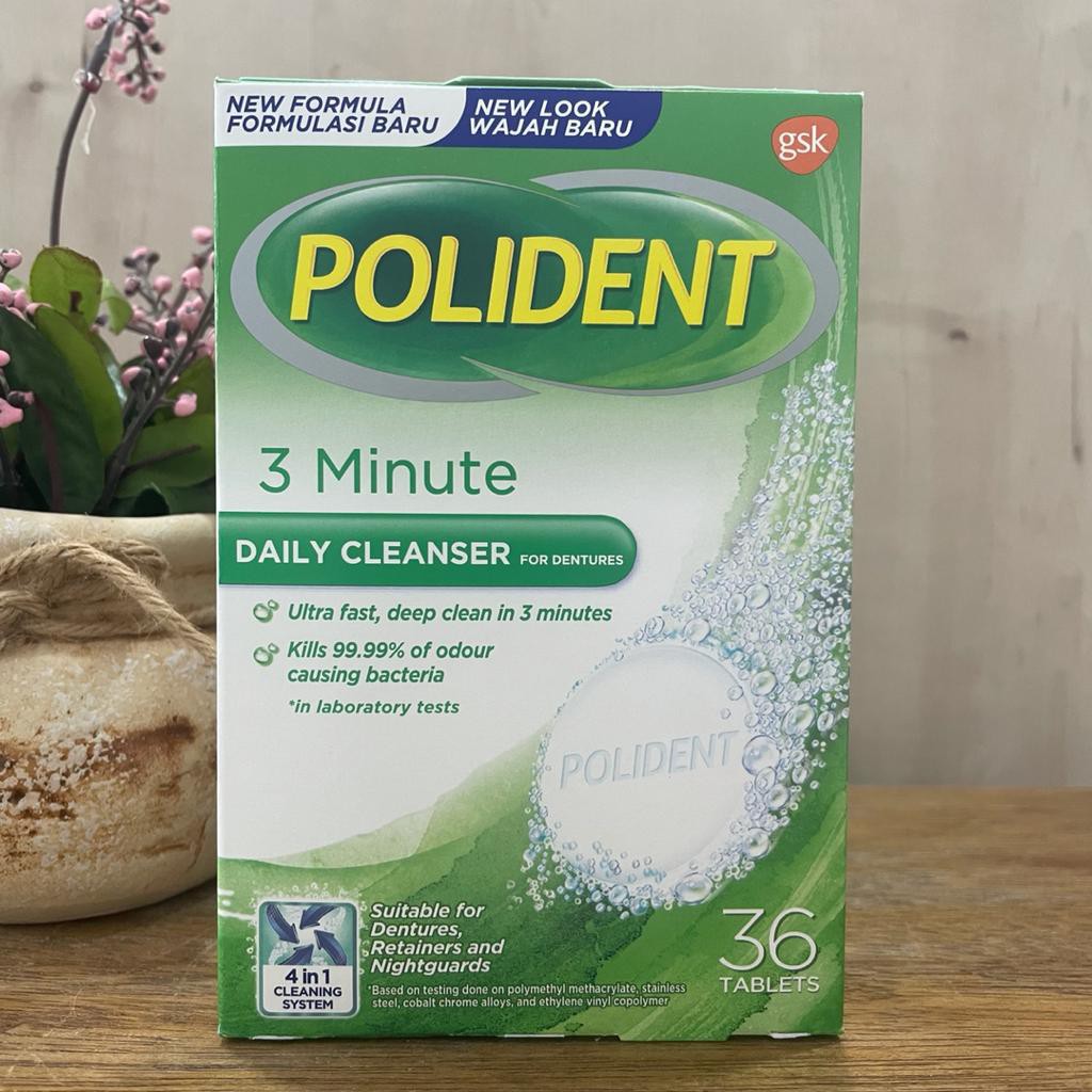 Polident Denture Cleanser 36's (3 Minute Anti-Bacterial / Whitening ...