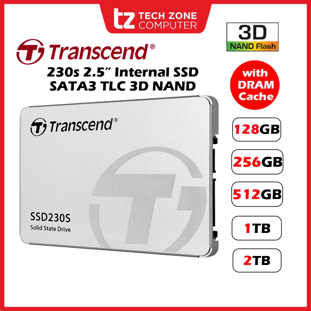 Transcend 230S SSD SATA III 6Gb/s with DRAM Cache - 128GB/256GB/512GB ...