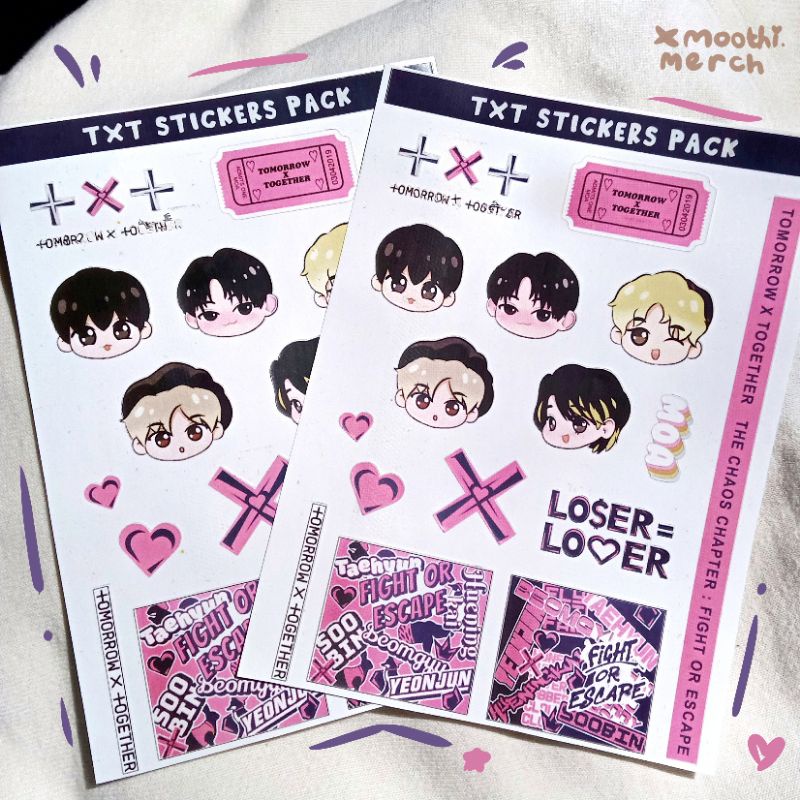 Txt FIGHT OR ESCAPE DECO STICKER PACK - STICKER SET - FANART STICKER ...