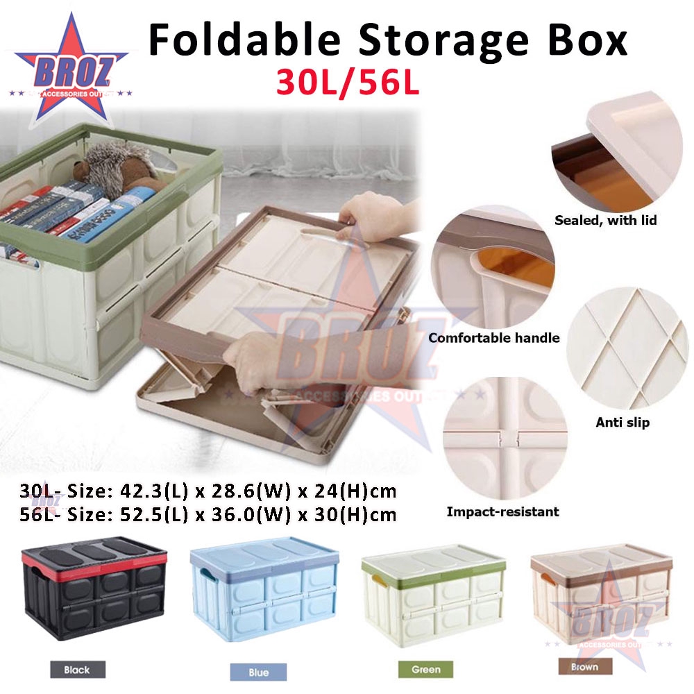 Foldable Storage Box Car Organizer Collapsible Stackable Toys Container Bekas Kotak Simpanan