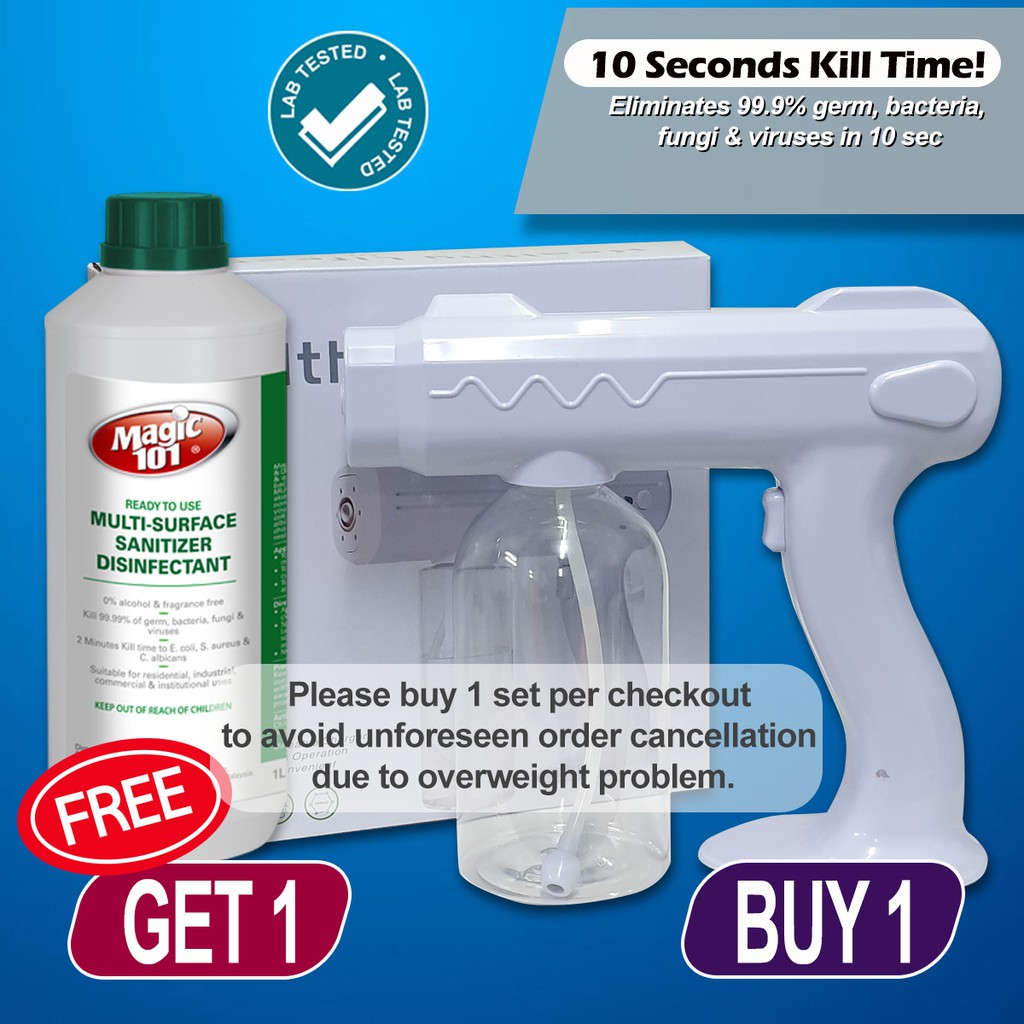 [Wired type] Blue Light Nano Mist Spray Gun 消毒枪 800ML FREE Magic101 ...