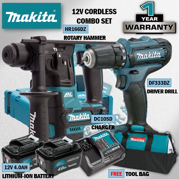 MAKITA CXT 12V Combo Set RM1649 ( HR166DSMJ 12V Rotary Hammer / DF333DZ ...