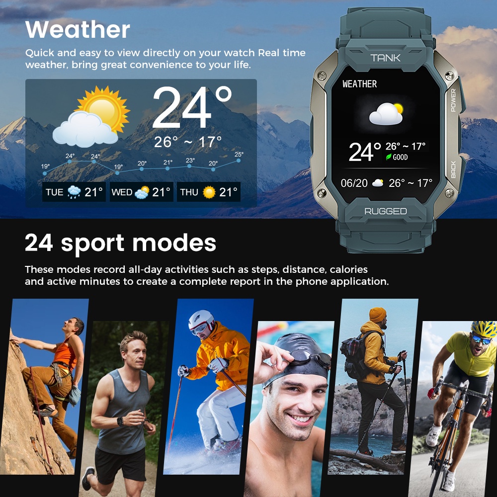 KOSPET TANK M1 PRO Smart Watch Men Rugged Outdoor Sport Fitness Tracker ...