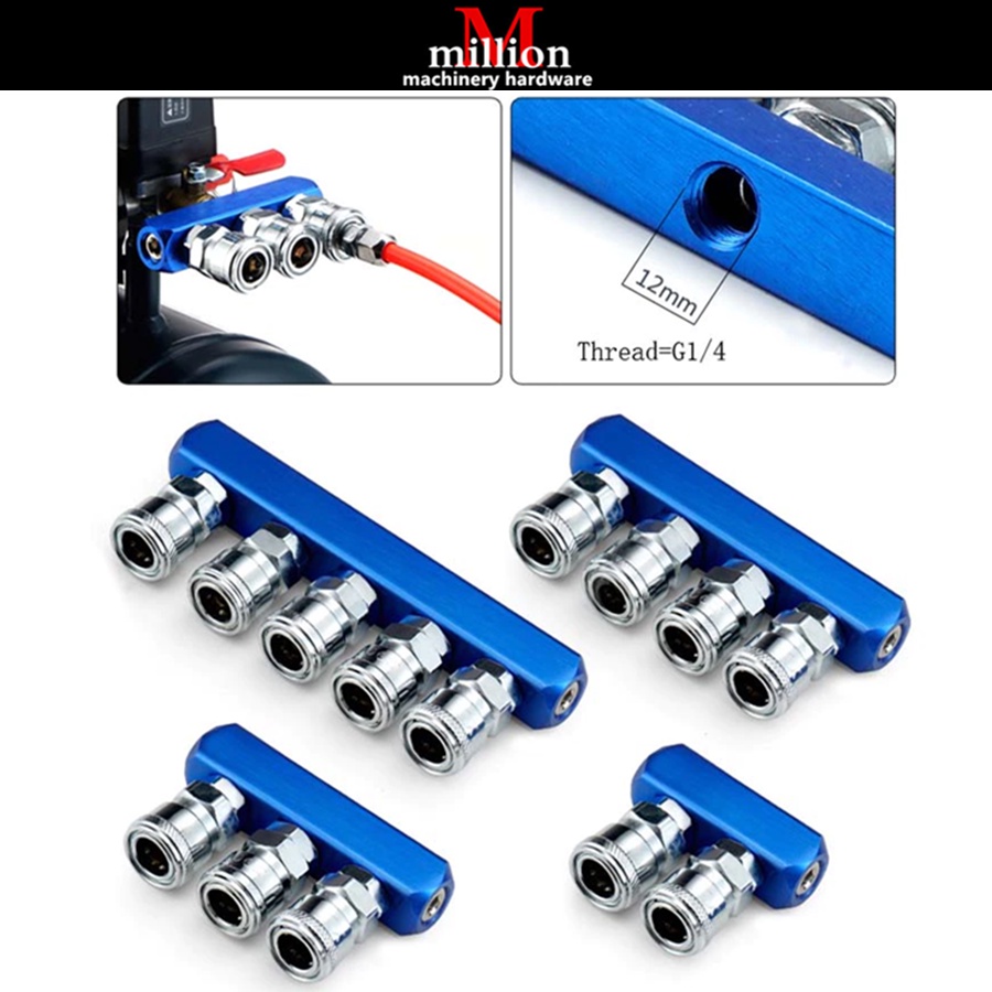 2/3/4/5 Way Quick Connector Air Compressor Manifold Multi Hose Coupler ...