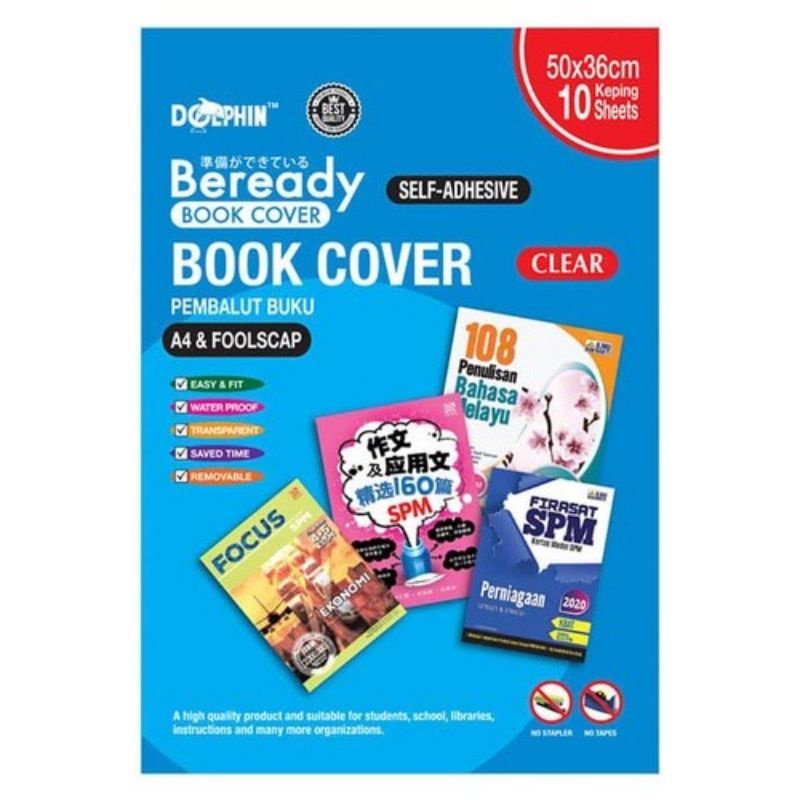 Dolphin Beready Ready-Made Pembalut Buku Book Cover Wrapper 10 Sheets ...
